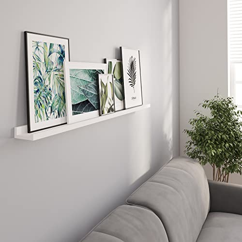 Wallniture Denver 46" Floating Shelves for Wall, Living Room Wall Shelf, Wall Bookshelves, Wall Shelves for Picture Frame, Picture Ledge Shelf, White Bookshelf for Kids Room, Wall Shelf for Bedroom