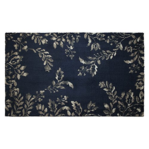 Laura Ashley Winchester Plush Knit Microfiber 22" x 56" Accent Rug, Navy