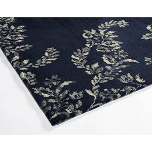 Laura Ashley Winchester Plush Knit Microfiber 22" x 56" Accent Rug, Navy