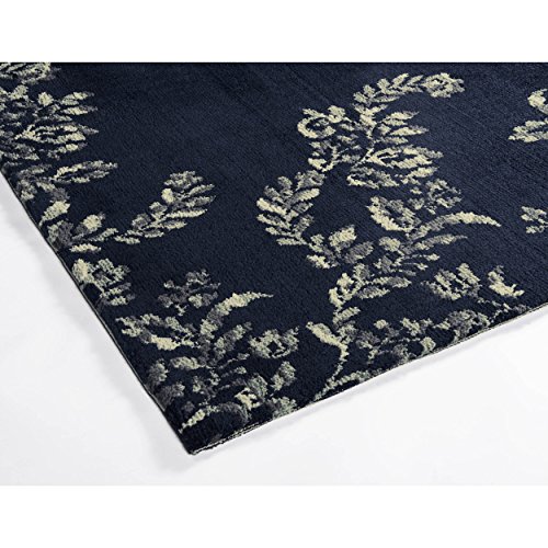 Laura Ashley Winchester Plush Knit Microfiber 22" x 56" Accent Rug, Navy