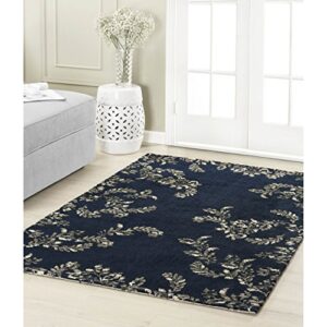 Laura Ashley Winchester Plush Knit Microfiber 22" x 56" Accent Rug, Navy