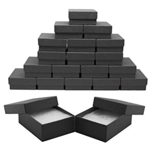 Novel Box® Made in USA Jewelry Gift Box in Black Kraft with Removable Cotton Pad 3X2.3X1 (Pack of 20) + Custom NB Pouch