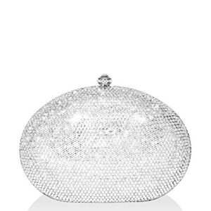 Dolli Rose Crystal Minaudiere Clutch (Silver)