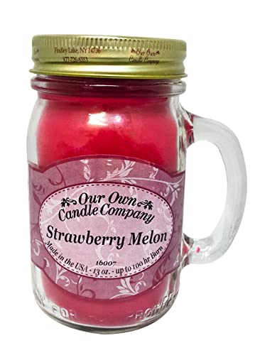 Our Own Candle Company Strawberry Melon Scented 13 Ounce Mason Jar Candle