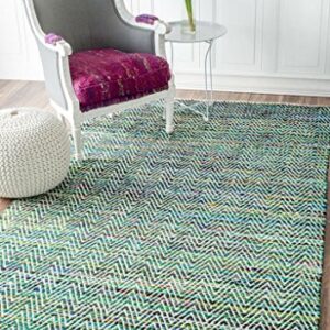 nuLOOM Rochell Handwoven Chevron Area Rug, 7 ft 6 in x 9 ft 6 in, Green