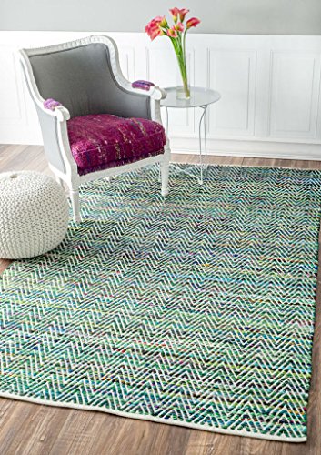 nuLOOM Rochell Handwoven Chevron Area Rug, 7 ft 6 in x 9 ft 6 in, Green