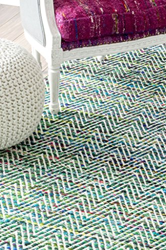 nuLOOM Rochell Handwoven Chevron Area Rug, 7 ft 6 in x 9 ft 6 in, Green