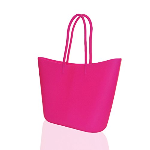 Sylli's Womens Tote Handbag Purse Beach Handbag Fuchsia Silicone