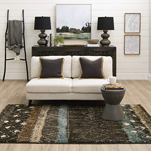 Mohawk Home Huxley Adobe Abstract Shag Area Rug, 5'x8', Brown/Beige