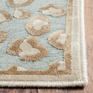 SAFAVIEH Paradise Collection 2'7" x 4' Stone / Aqua PAR84 Animal Print Viscose Accent Rug