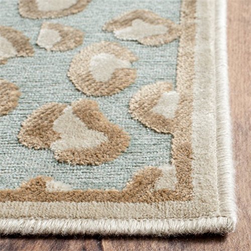 SAFAVIEH Paradise Collection 2'7" x 4' Stone / Aqua PAR84 Animal Print Viscose Accent Rug