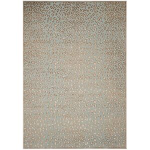 SAFAVIEH Paradise Collection 2'7" x 4' Stone / Aqua PAR84 Animal Print Viscose Accent Rug