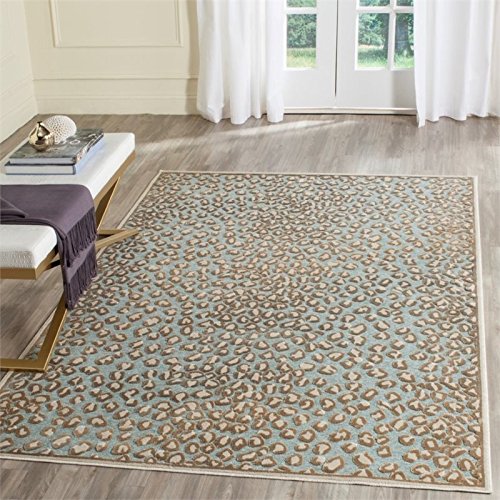 SAFAVIEH Paradise Collection 2'7" x 4' Stone / Aqua PAR84 Animal Print Viscose Accent Rug