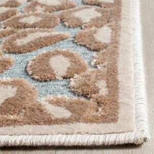 SAFAVIEH Paradise Collection 2'7" x 4' Stone / Aqua PAR84 Animal Print Viscose Accent Rug