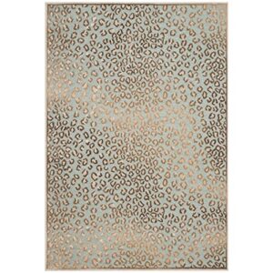 SAFAVIEH Paradise Collection 2'7" x 4' Stone / Aqua PAR84 Animal Print Viscose Accent Rug