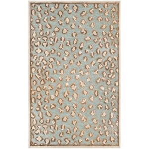 SAFAVIEH Paradise Collection 2'7" x 4' Stone / Aqua PAR84 Animal Print Viscose Accent Rug