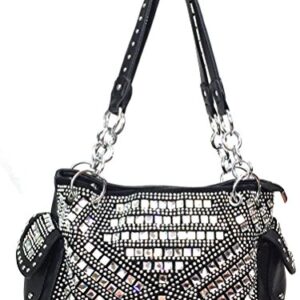 Zzfab Gem Studded Rhinestone Concealed and Carry Purse Black