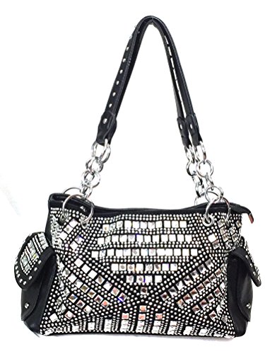 Zzfab Gem Studded Rhinestone Concealed and Carry Purse Black