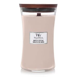 woodwick vanilla & sea salt large hourglass candle, light brown