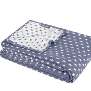 Sterling Creek Dawson Star Muslin Throw Blanket Three Layers Lightweight Breathable Cotton Gauzy Blanket for Adults, All Season (Throw, Blue)