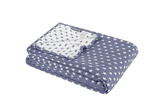 Sterling Creek Dawson Star Muslin Throw Blanket Three Layers Lightweight Breathable Cotton Gauzy Blanket for Adults, All Season (Throw, Blue)