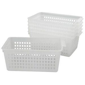 Qskely Plastic Clear Storage Basket, Rectangle, Pack of 6