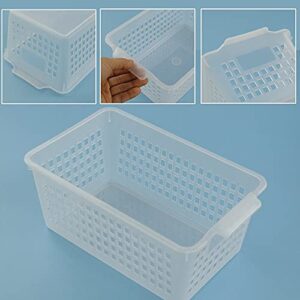 Qskely Plastic Clear Storage Basket, Rectangle, Pack of 6