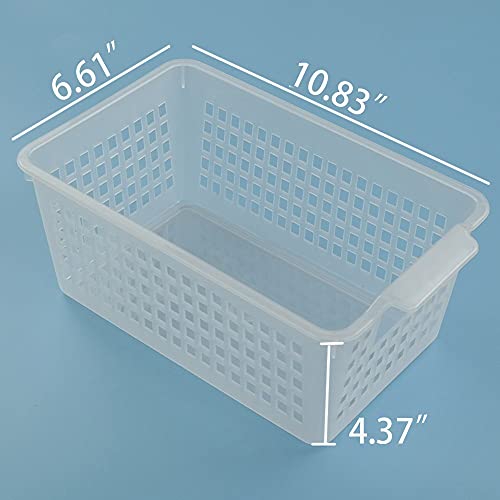 Qskely Plastic Clear Storage Basket, Rectangle, Pack of 6