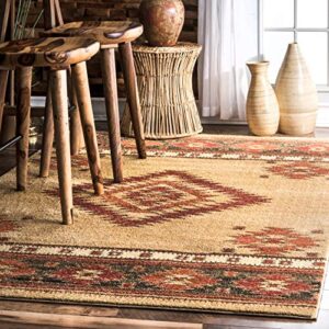 nuloom margene tribal diamond area rug, 8 ft x 10 ft, beige