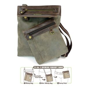 Chala Gemini Vegan Leather Crossbody Bag "Owl" Stone Gray