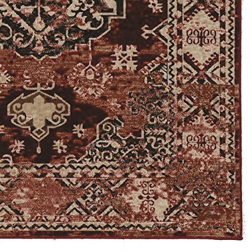 Linon RUGVT5081 Vintage Collection Nain RD 8x10, Red, 8' x 10'