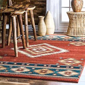 nuloom margene tribal diamond area rug, 5′ x 7′ 5″, red