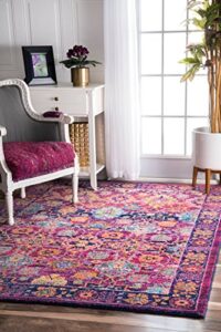 nuloom leilani persian area rug, 6′ 7″ x 9′, fuchsia