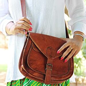 13" BROWN GENUINE LEATHER VINTAGE WOMEN'S PURSE BAG BOHO WESTERN HIPPY CLUTCH (12 inch)