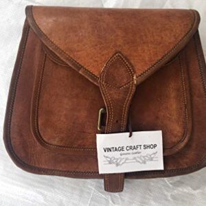 13" BROWN GENUINE LEATHER VINTAGE WOMEN'S PURSE BAG BOHO WESTERN HIPPY CLUTCH (12 inch)