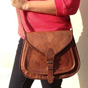 13" BROWN GENUINE LEATHER VINTAGE WOMEN'S PURSE BAG BOHO WESTERN HIPPY CLUTCH (12 inch)