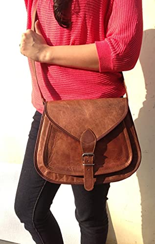 13" BROWN GENUINE LEATHER VINTAGE WOMEN'S PURSE BAG BOHO WESTERN HIPPY CLUTCH (12 inch)