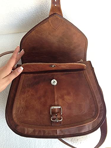 13" BROWN GENUINE LEATHER VINTAGE WOMEN'S PURSE BAG BOHO WESTERN HIPPY CLUTCH (12 inch)