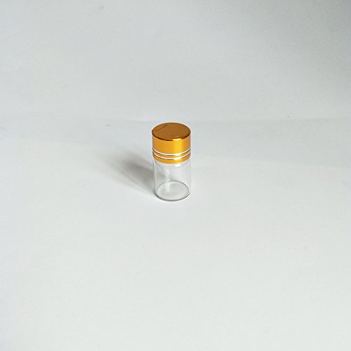 10pcs 16x26mm Tiny Mini Small Clear Bottles Glass Vials 2.0ml 1/2 Dram with Caps Gold