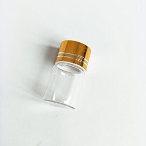 10pcs 16x26mm Tiny Mini Small Clear Bottles Glass Vials 2.0ml 1/2 Dram with Caps Gold