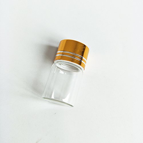 10pcs 16x26mm Tiny Mini Small Clear Bottles Glass Vials 2.0ml 1/2 Dram with Caps Gold