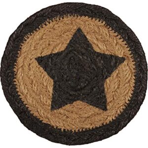 VHC Brands Classic Country Primitive Tabletop & Kitchen - Farmhouse Jute Black Stencil Star Coaster Set of 6 black/brown