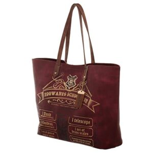 harry potter hogwarts school list ladies juniors burgundy tote bag