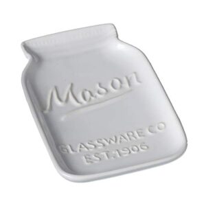 midwest cbk white ceramic mason jar trinket dish, 5.87-inch lenght