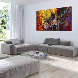 Kreative Arts Large 3 Panel Wall Art Painting Music Picture Jazz Guitar Oil Painting Printed On Canvas Stretched By Wooden frame For Living Room Decor 16x32inchx3pcs