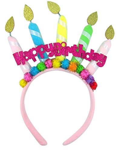 Happy Birthday Banner Headband with Candles Party Accessory