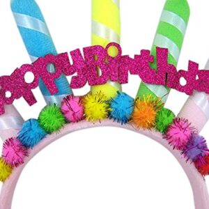 Happy Birthday Banner Headband with Candles Party Accessory