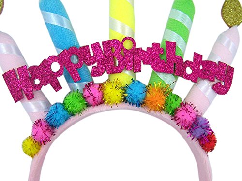 Happy Birthday Banner Headband with Candles Party Accessory