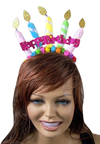 Happy Birthday Banner Headband with Candles Party Accessory