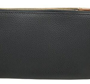 Coach Double Zip Pebble Leather Wristlet Wallet F87587 Midnight Blue